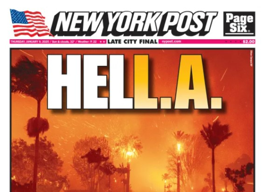 «HELL.A.»: Το συγκλονιστικό πρωτοσέλιδο της New York Post για τη φωτιά ...